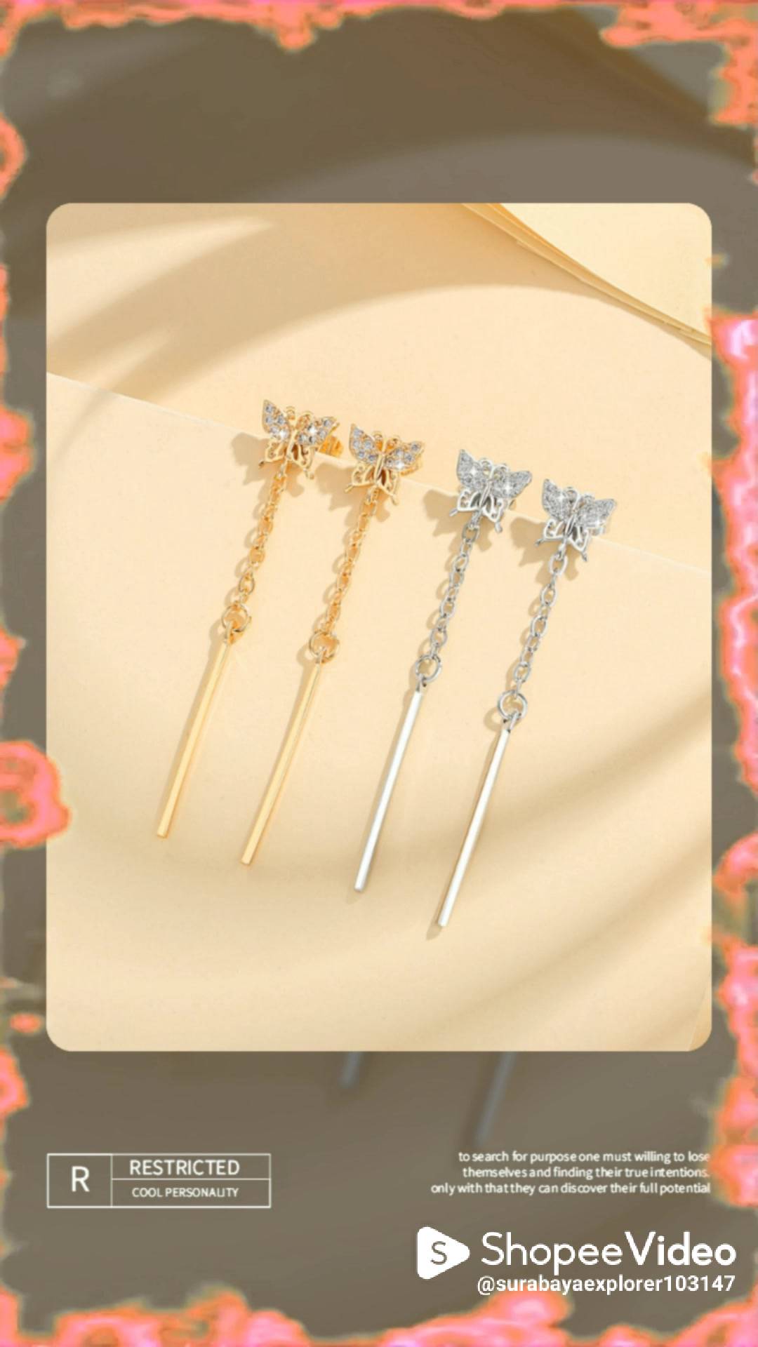 Anting Panjang Kupu-Kupup Kristal Lanme Jewelry untuk Wanita Dewasa ...