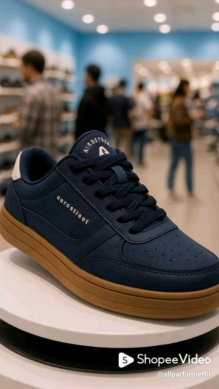 Sepatu Aerostreet 37-44 Austin coklat gum biru tua sneakers casual ...