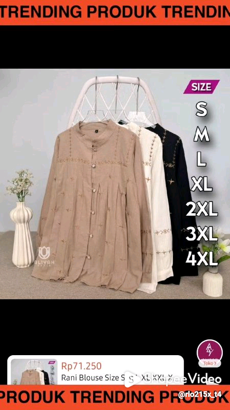 Rani Blouse Size S M L XL XXL XXXL XXXXL 2XL 3XL 4XL 5XL 5L Atasan Ukuran Jumbo Baju Big Size ...